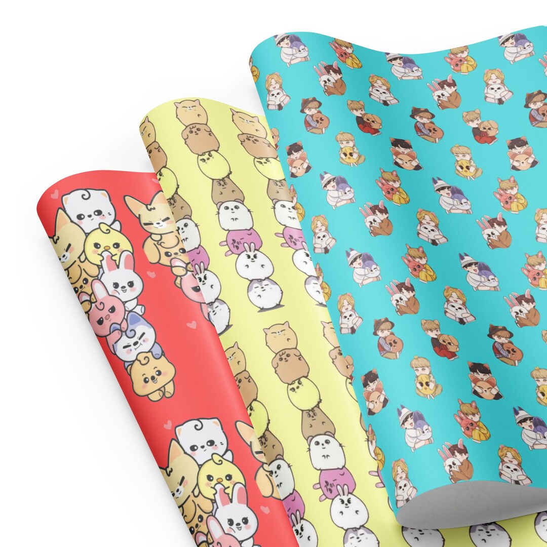 Cute Cartoon SKZOO Stray Kids Kpop Idols Animal Gift Wrapping Paper ...