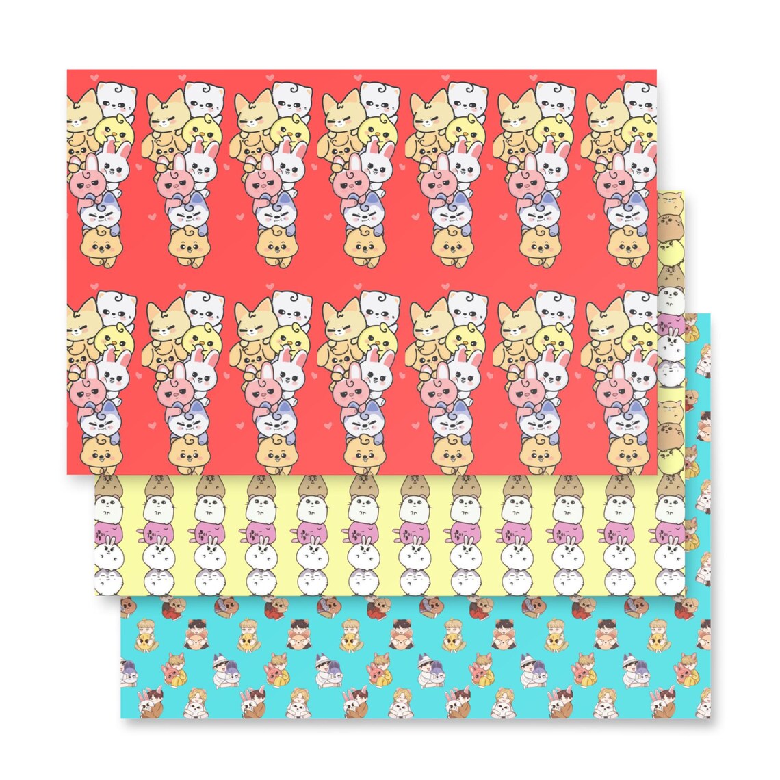 Cute Cartoon SKZOO Stray Kids Kpop Idols Animal Gift Wrapping Paper ...