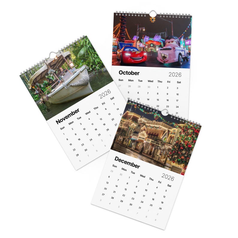 Disneyland DCA Theme Park Scenery Attractions and Icons Wall Calendar ...