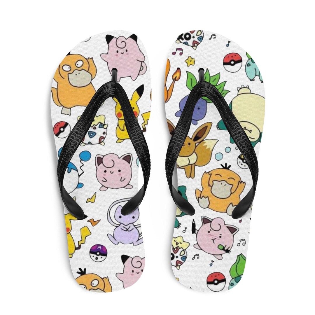 Cute Pikachu and Friends Cartoon Patterned Flip-flops - Etsy