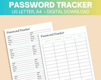 Printable Digital Password Tracker - Etsy