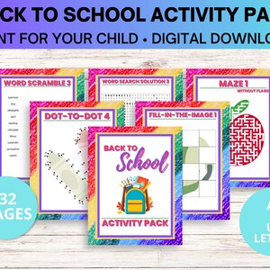 Back-to-school Activity Pack Digital Download Worksheets Print at Home ...