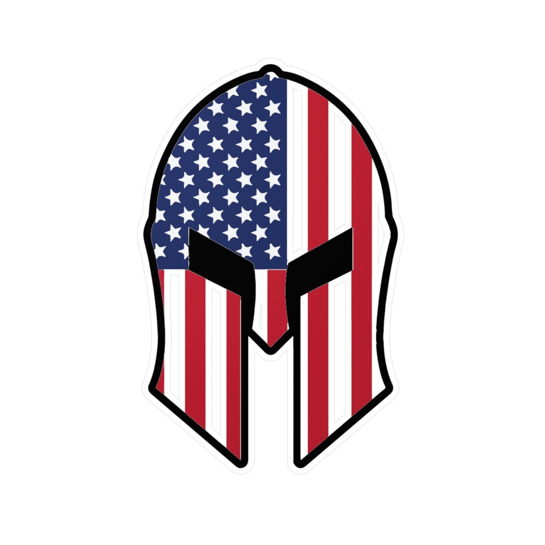 Bold American Flag Spartan Helmet Vinyl Decals - Perfect for Laptops ...