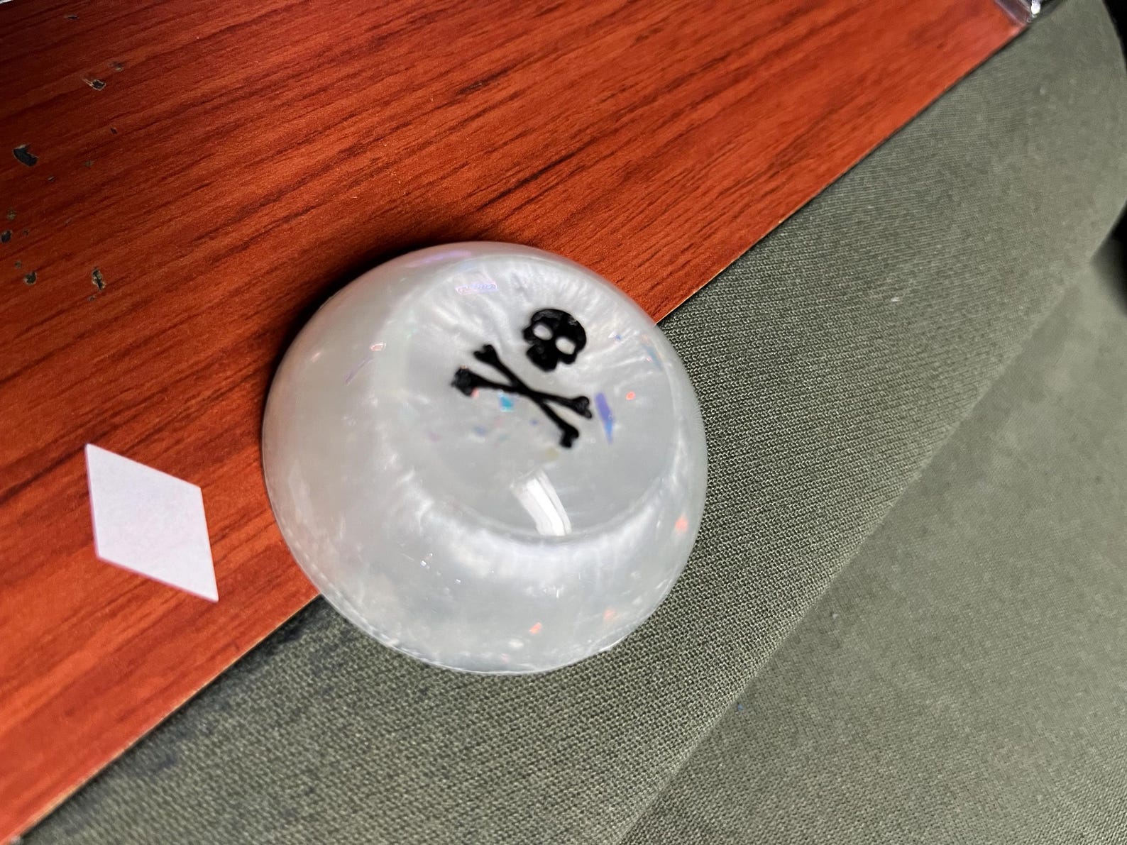 Billiards 8 Ball Pocket Marker White Iridescent W/ Black Skull ...