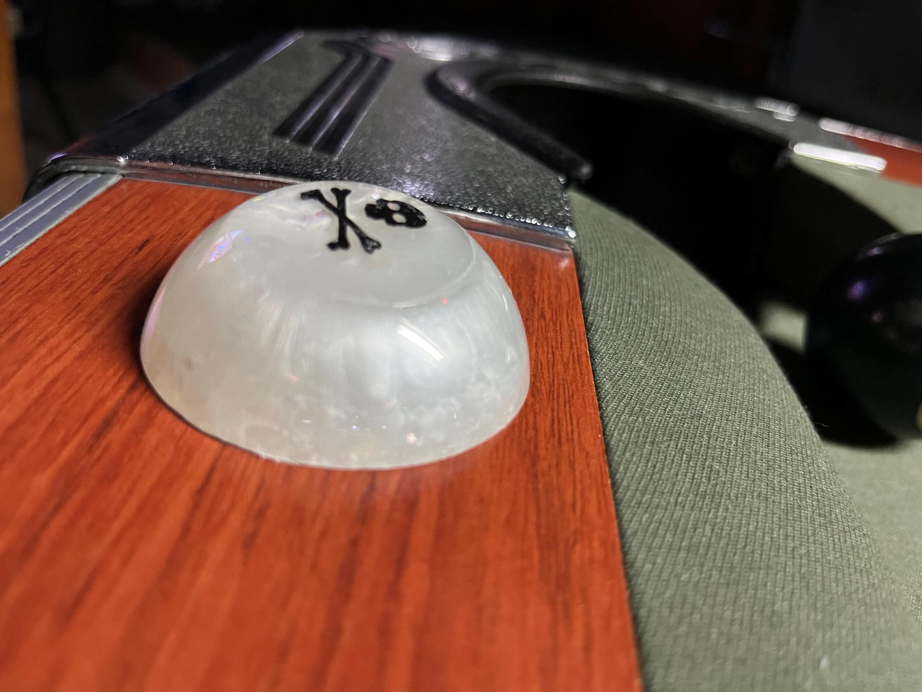 Billiards 8 Ball Pocket Marker White Iridescent W/ Black Skull ...