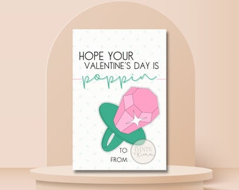 Printable Ring Pop Valentine's Day Cards, Valentine's Day Gift Tags ...