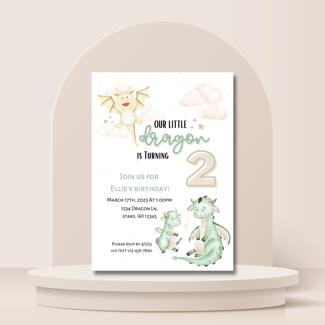 Dragon Birthday Digital Download [editable] - Etsy