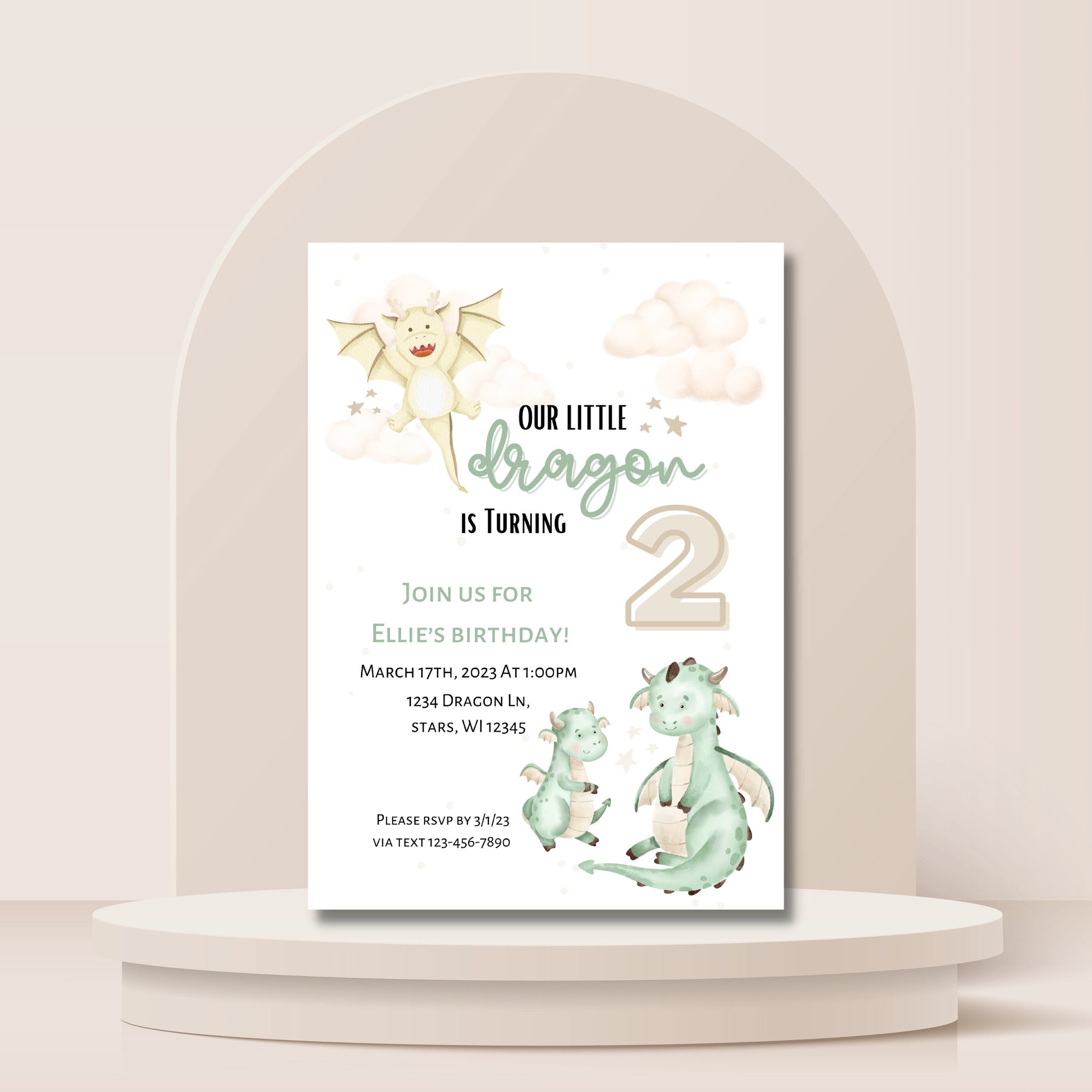 Dragon Birthday Digital Download [editable] - Etsy