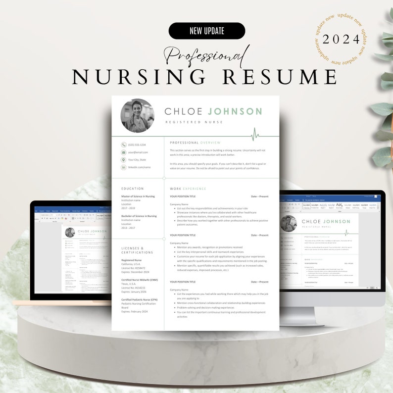 Nursing Resume Google Docs Template for Word & Pages Clean CV Template ...