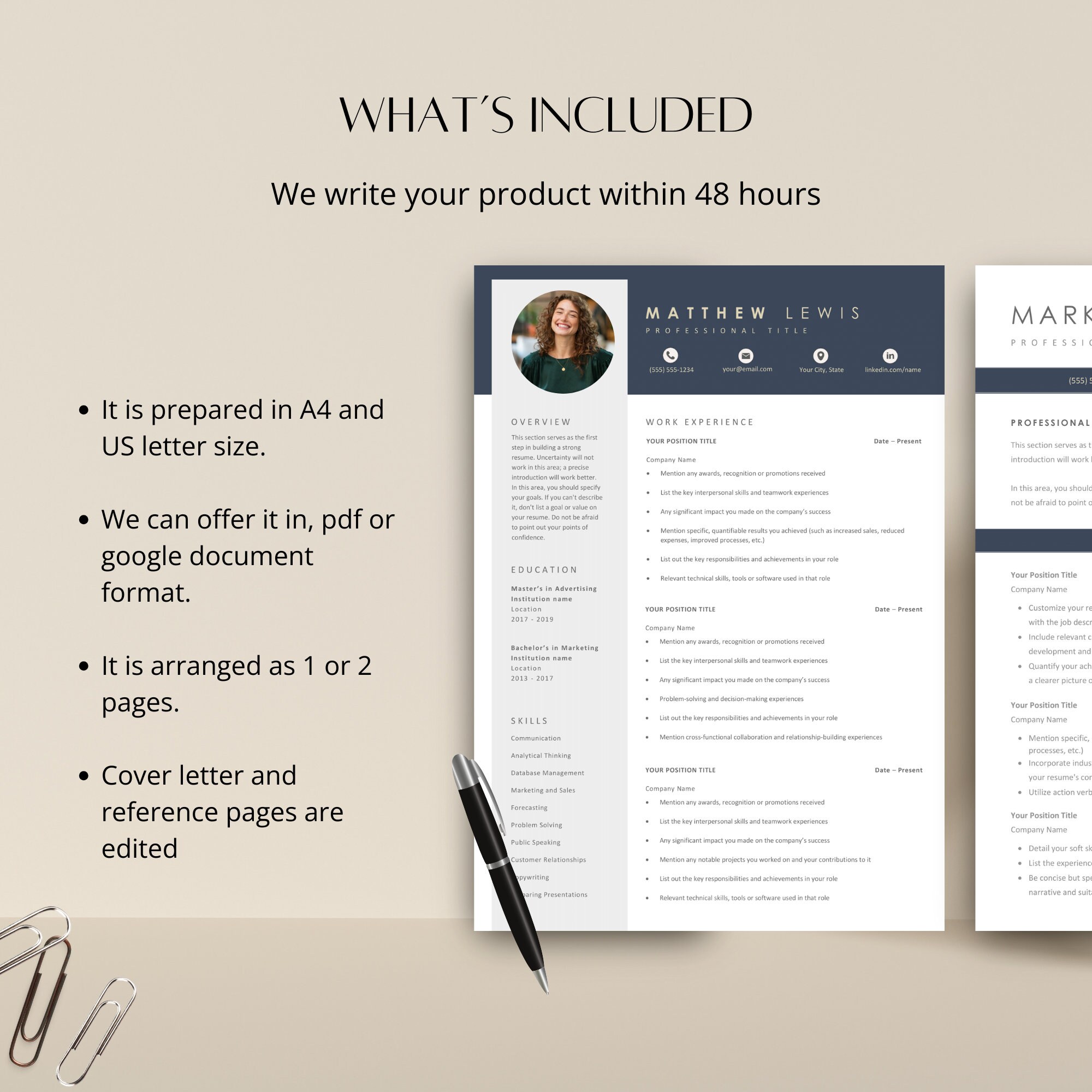 Professional Resume Template Google Docs Professional for Word & Pages ...