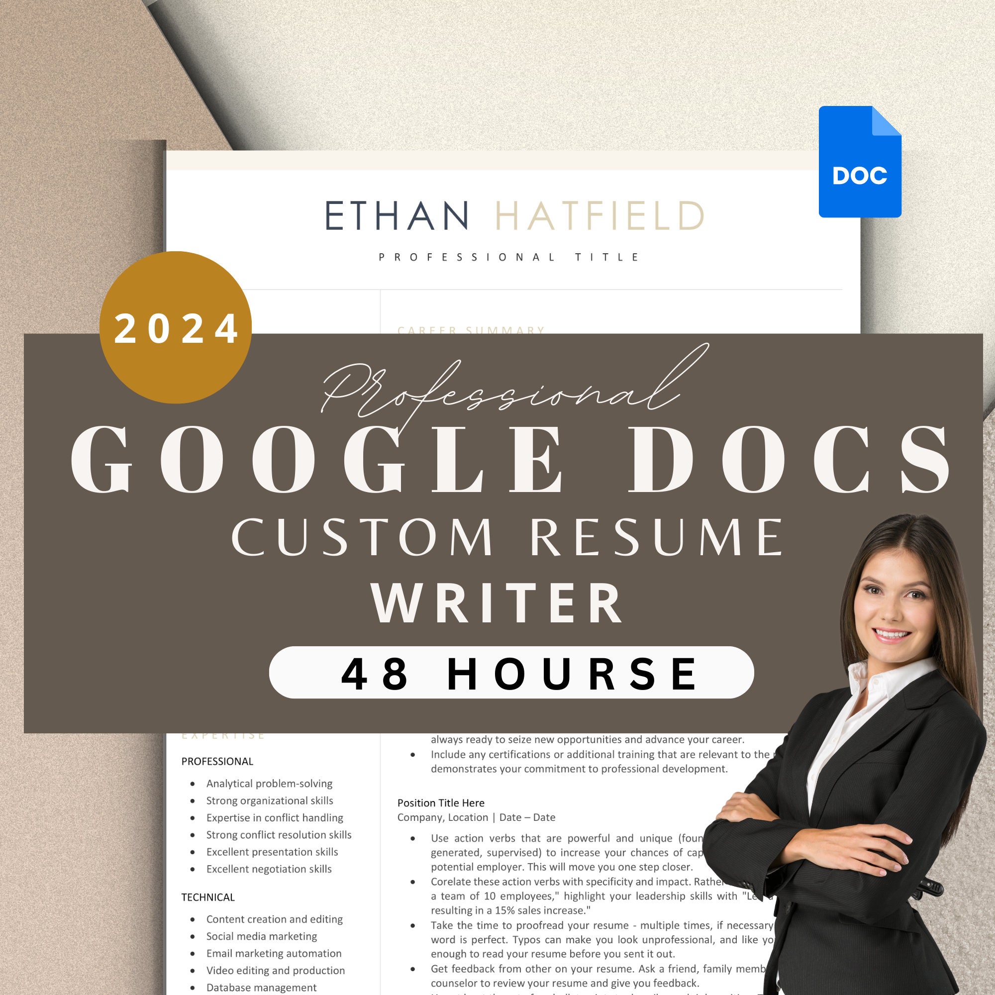 Google Docs Resume Template Professional for Word & Pages Clean CV ...
