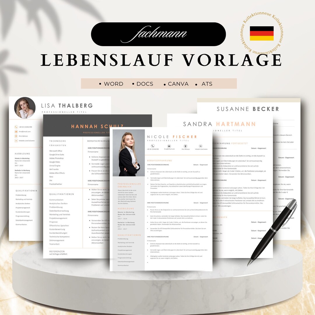 Lebenslauf Vorlage, Bewerbungsvorlagen Deutsch Word, Pages, Google Docs, Deckblatt, Bewerbung ...