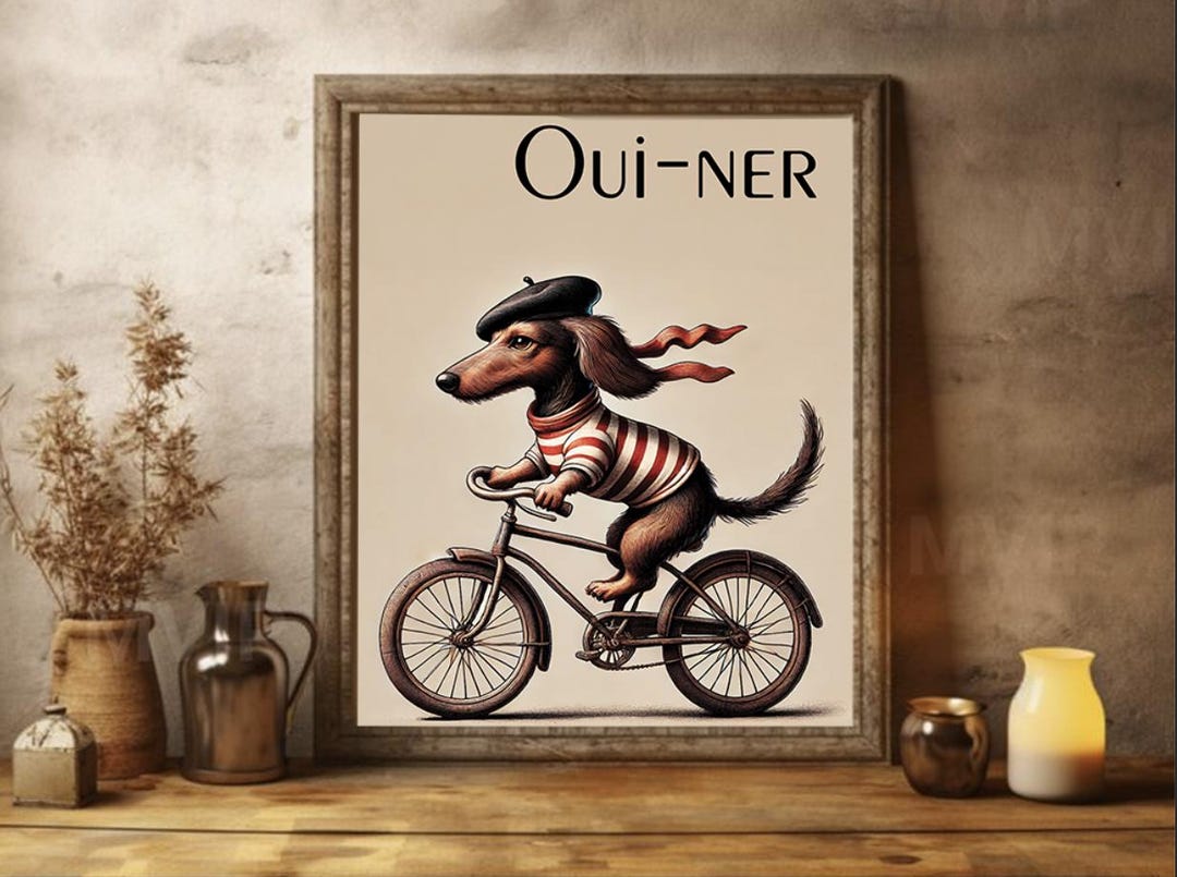 Oui-ner, Dachshund Poster Print, Digital Doxie Art, French Weiner Dog ...