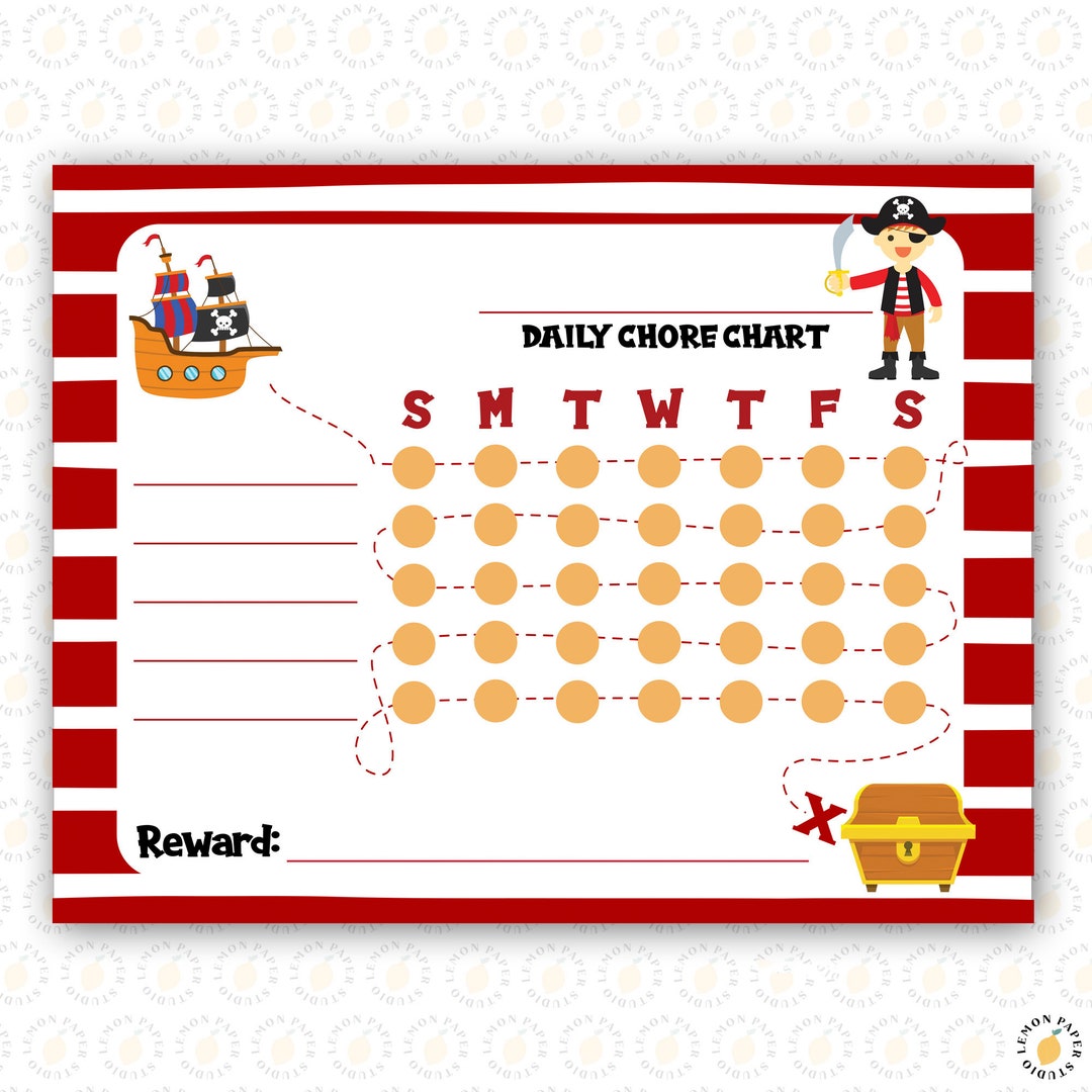 Boy Pirate Themed Chore Chart | Digital Download | Instant Download ...