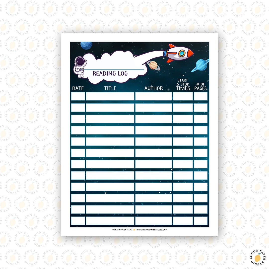 Space Themed Reading Log | Digital Download | Instant Download | Custom ...