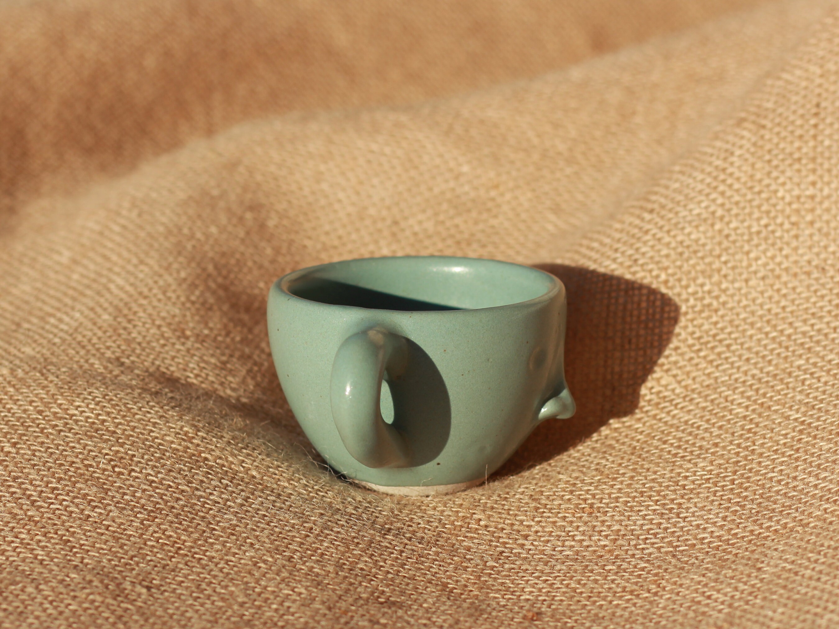 Handmade Ceramic Face Mug - Espresso/macchiato Size - Mint Blue - Etsy