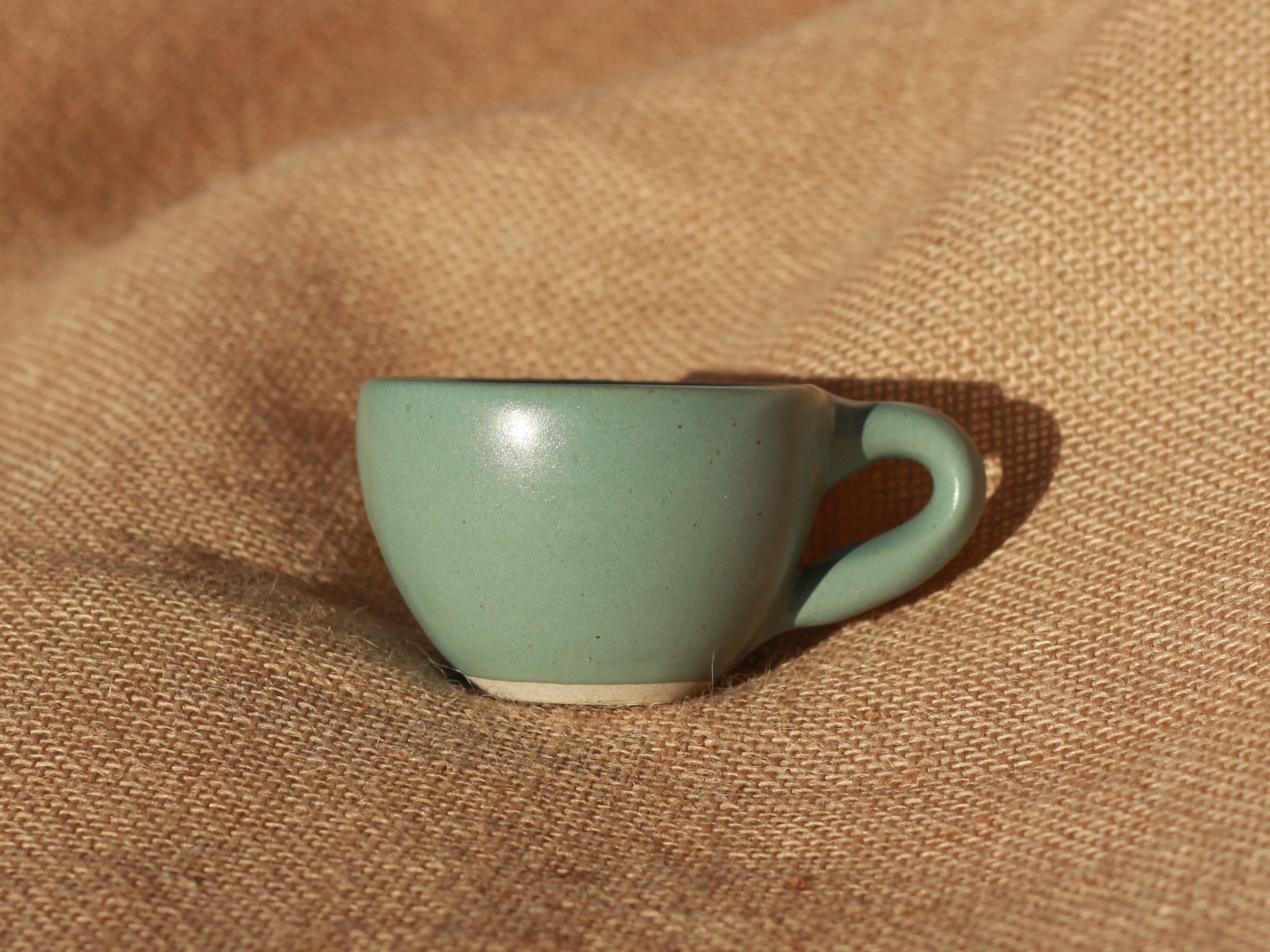 Handmade Ceramic Face Mug - Espresso/macchiato Size - Mint Blue - Etsy