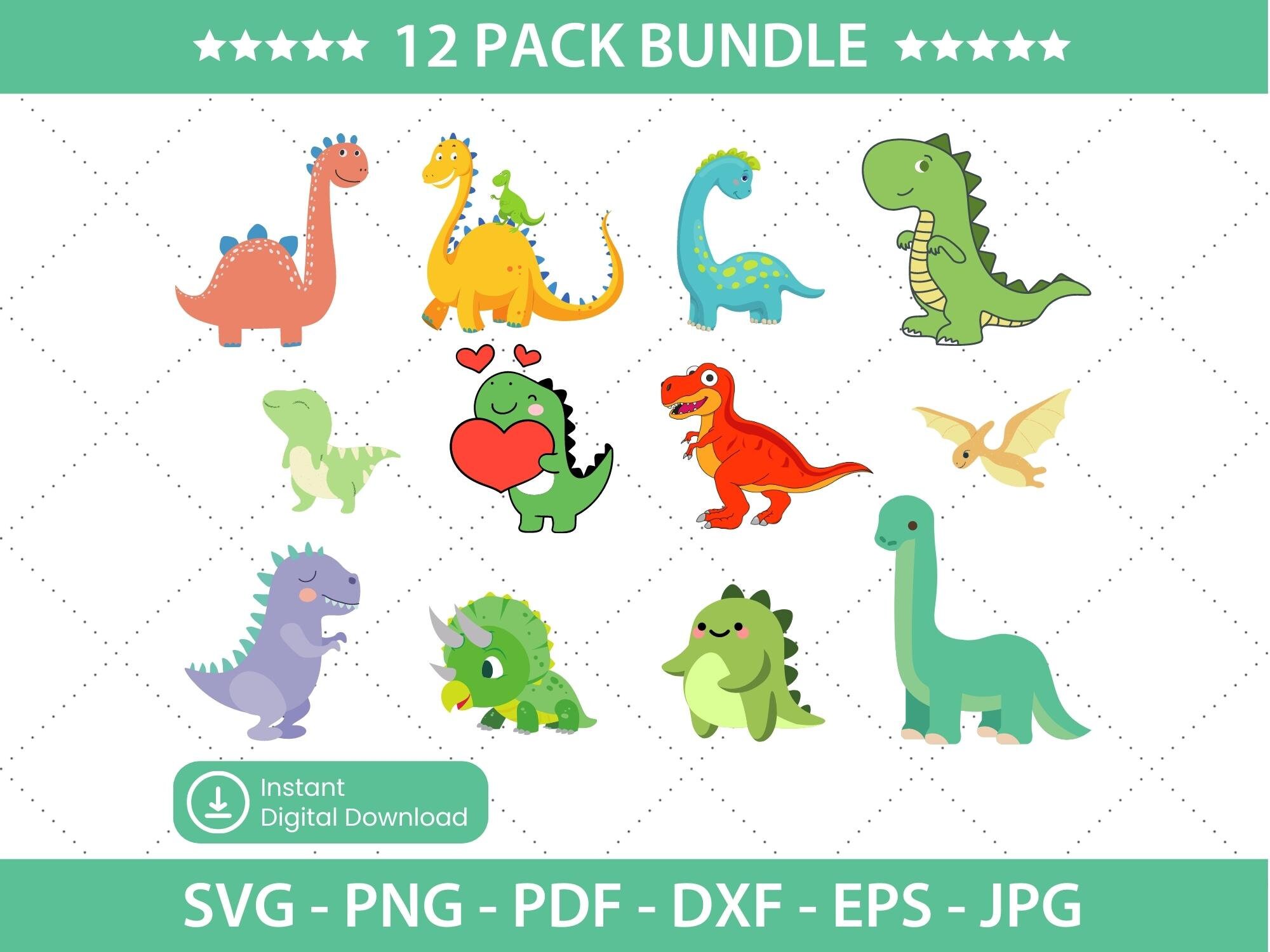 Cute Dinosaur SVG PNG PDF Instant Download, Dinosaur Svg Bundle, Svg ...