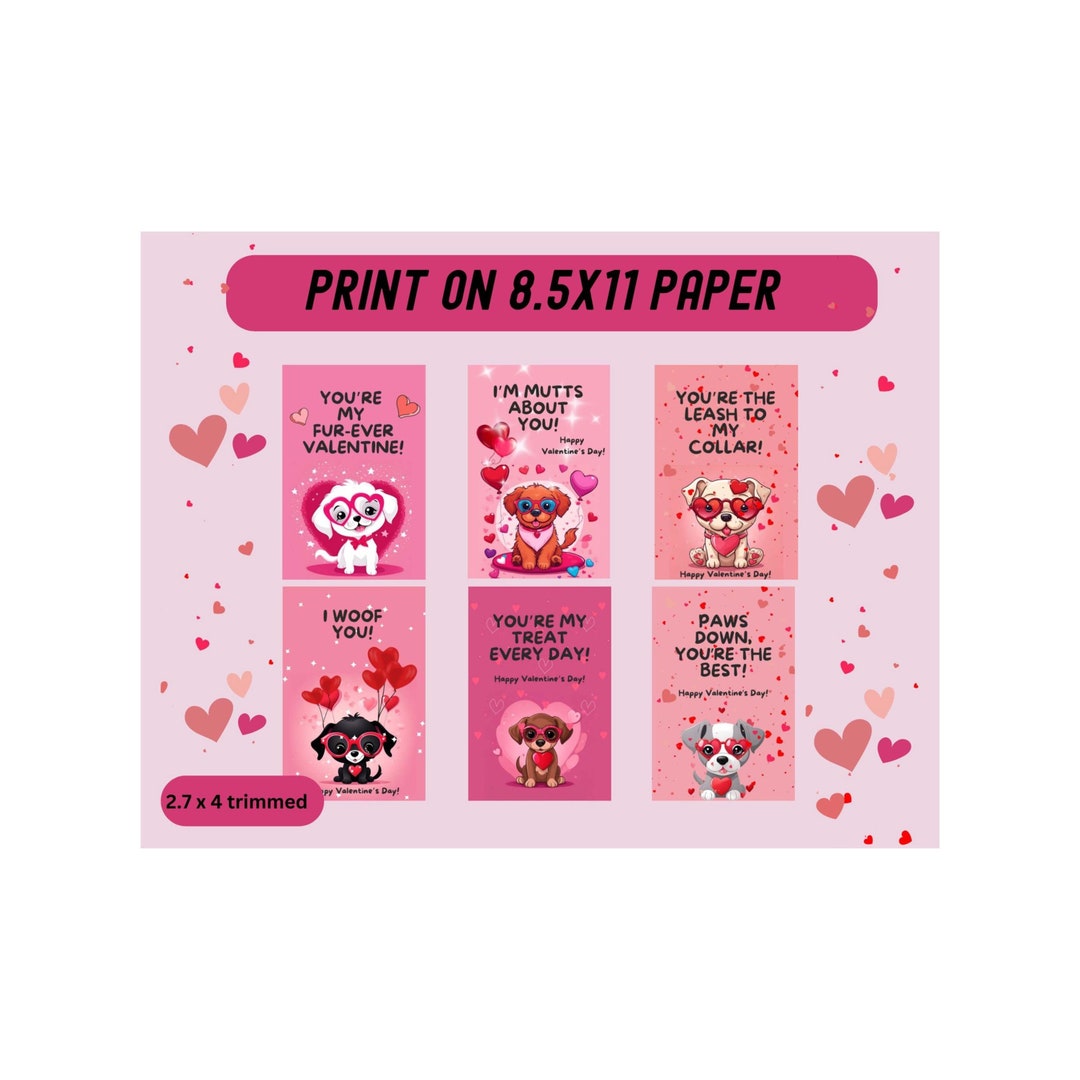 Printable Dog Valentine's Day Cards Digital Download for Pet Lovers ...