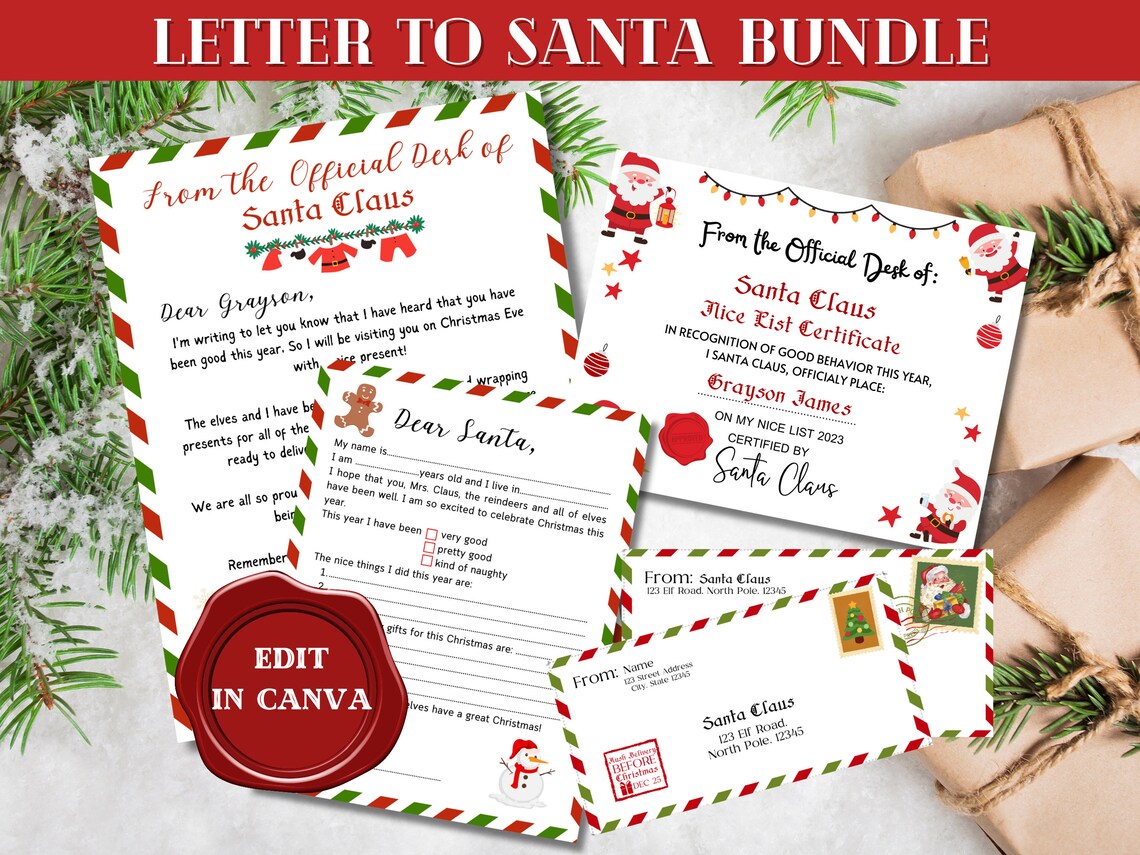 Christmas Printable, Christmas Wish List, Santa Letter, Letter to Santa ...