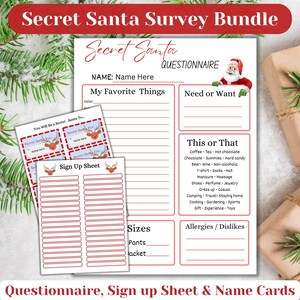 Secret Santa Questionnaire | | Christmas Games | Holiday Activities ...