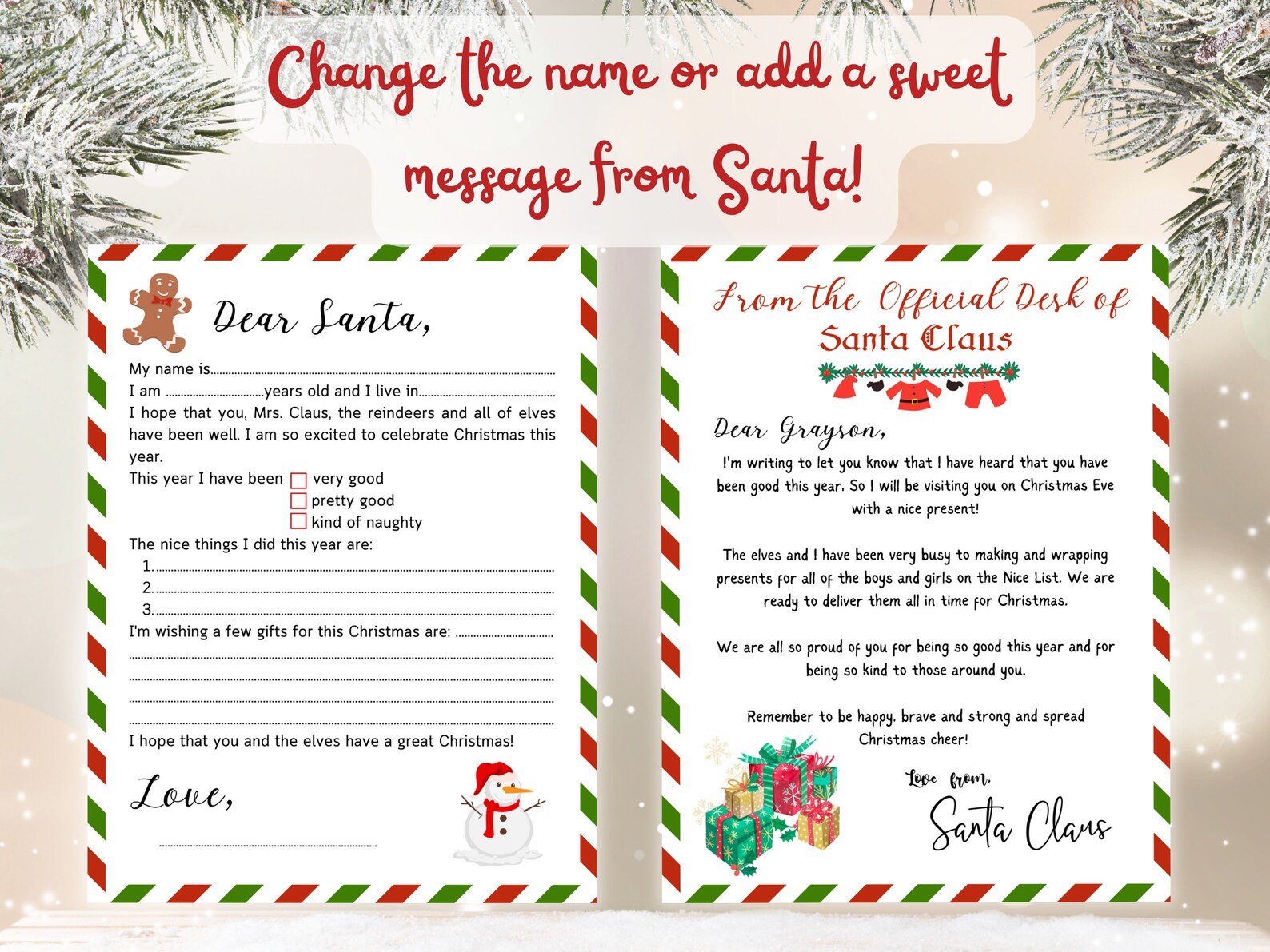 Christmas Printable, Christmas Wish List, Santa Letter, Letter to Santa ...