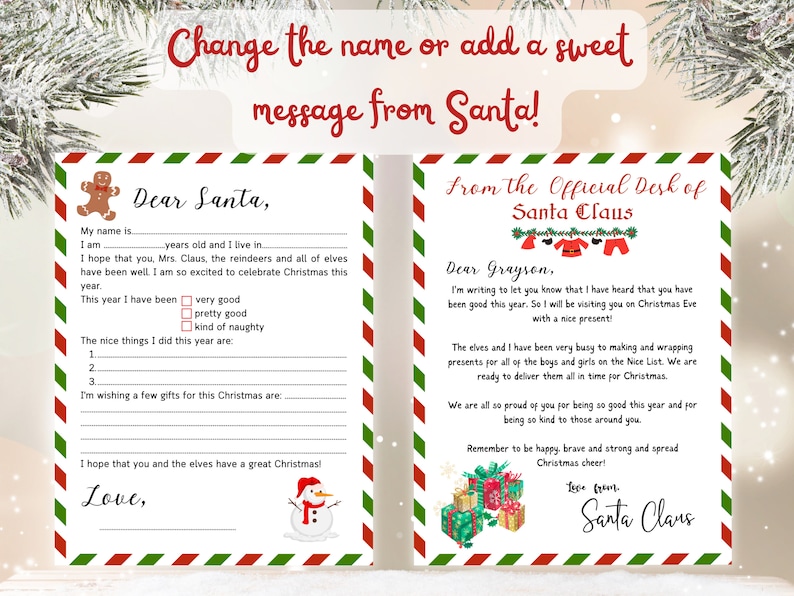 Christmas Printable, Christmas Wish List, Santa Letter, Letter to Santa ...