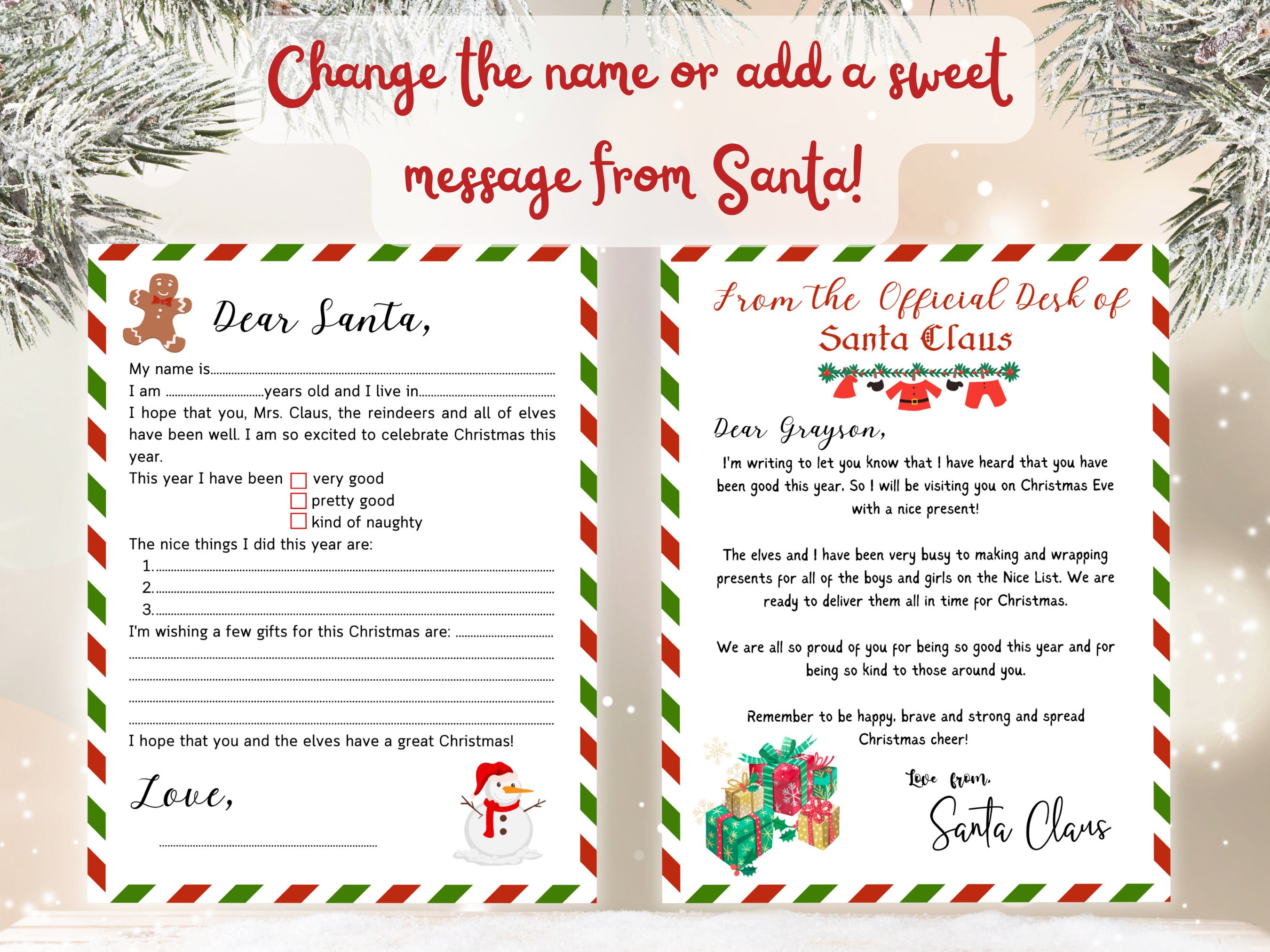 Christmas Printable, Christmas Wish List, Santa Letter, Letter to Santa ...