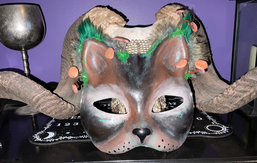 Forrest Mushroom Cat Therian Mask - Etsy