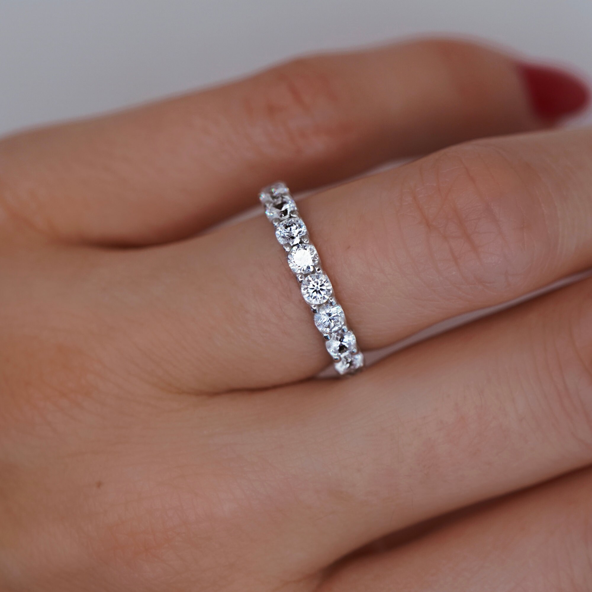 3 Mm French Pave Eternity Ring Full Eternity Band Wedding - Etsy