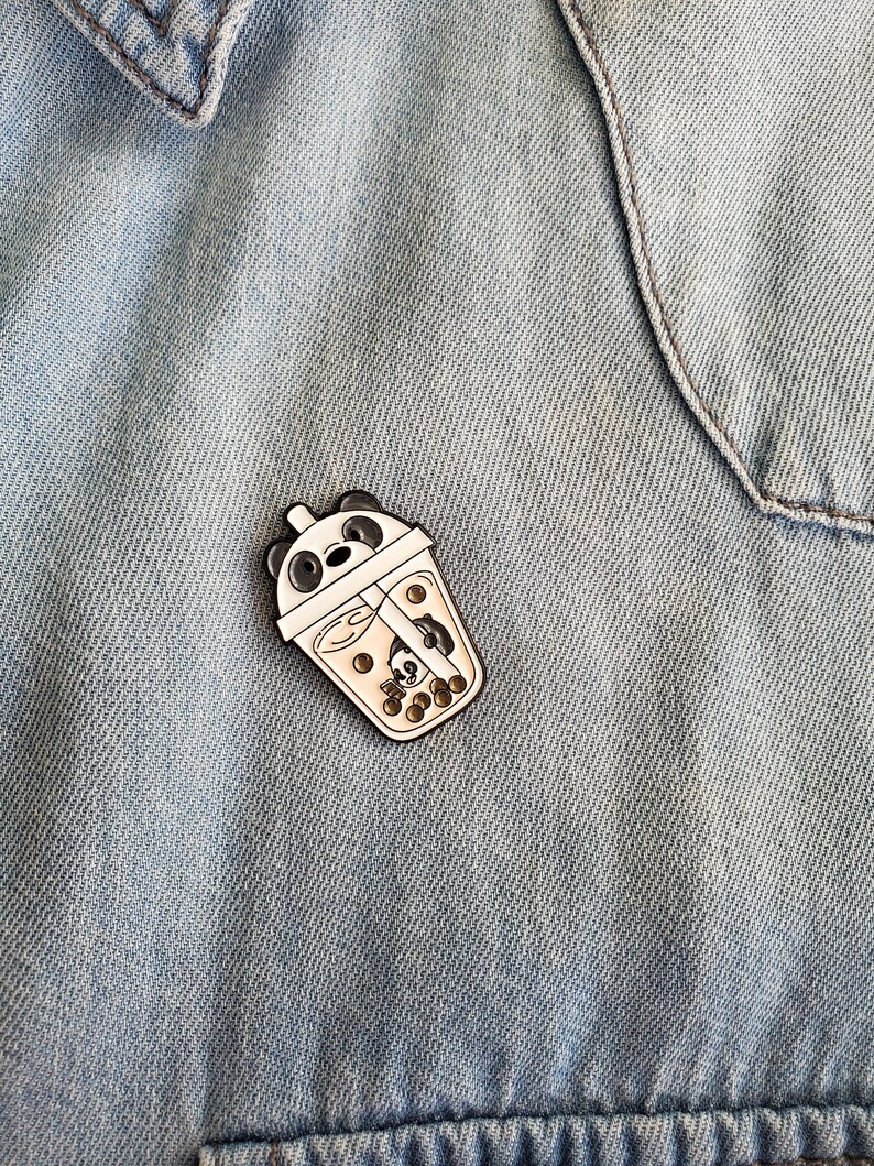 Tiny Panda Boba Tea Enamel Pin, Soft Enamel Pin, Panda Pin, Boba Tea ...