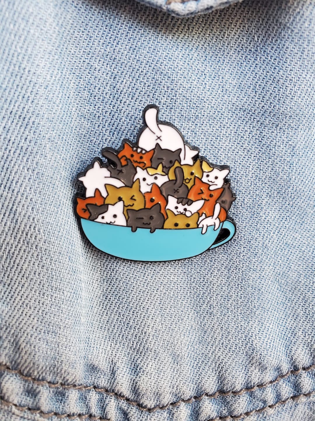 Cup of Cats Enamel Pin, Cat Enamel Pin, Cat Butt Enamel Pin, Cup of Cats Pin, Soft Enamel Pin ...