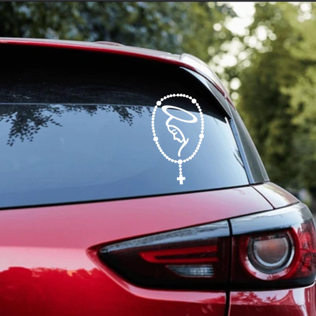 Decal Vinyl Rosary Virgin Mary, Sticker, Window Car, Hood, Laptop ...