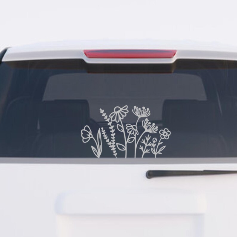 Wildflower Vinyl Decal, Floral Car Window Sticker, Waterproof Permanent ...