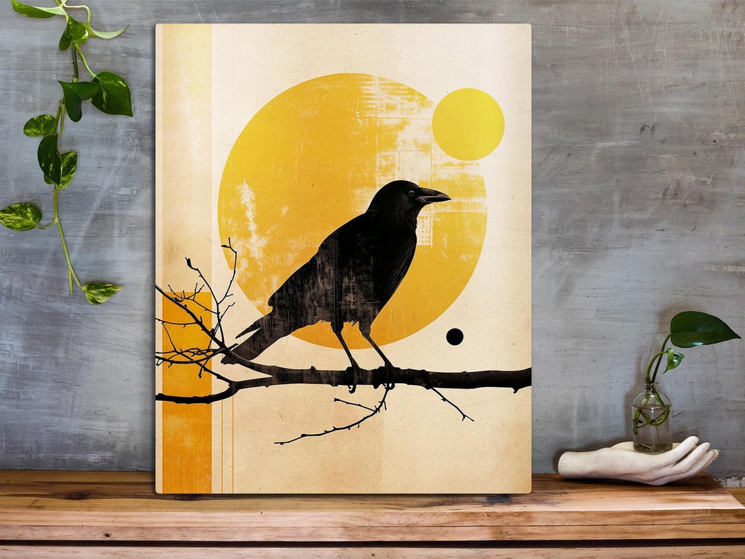 Metal Minimalist Crow Gift for Her Aluminum Corvus Art Decor Raven Gift ...