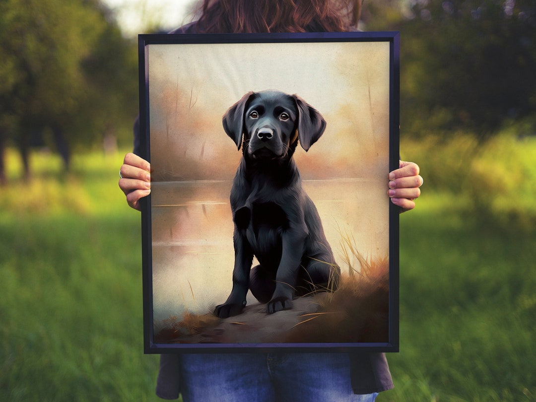 Digital Lab Art Decor Gift Black Lab Wall Art Print Cute Black Lab Art ...
