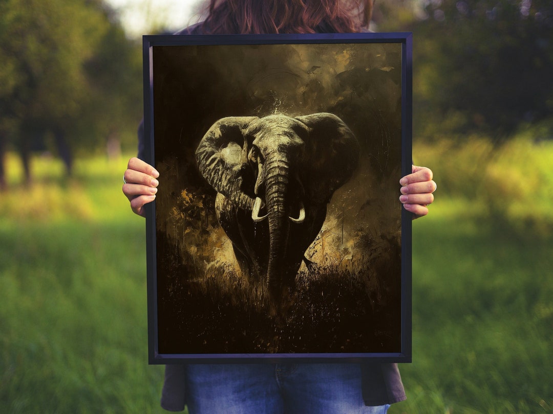 Elephant Wedding Gift for Her Elephant Oil Art Gift for Him Elephant ...