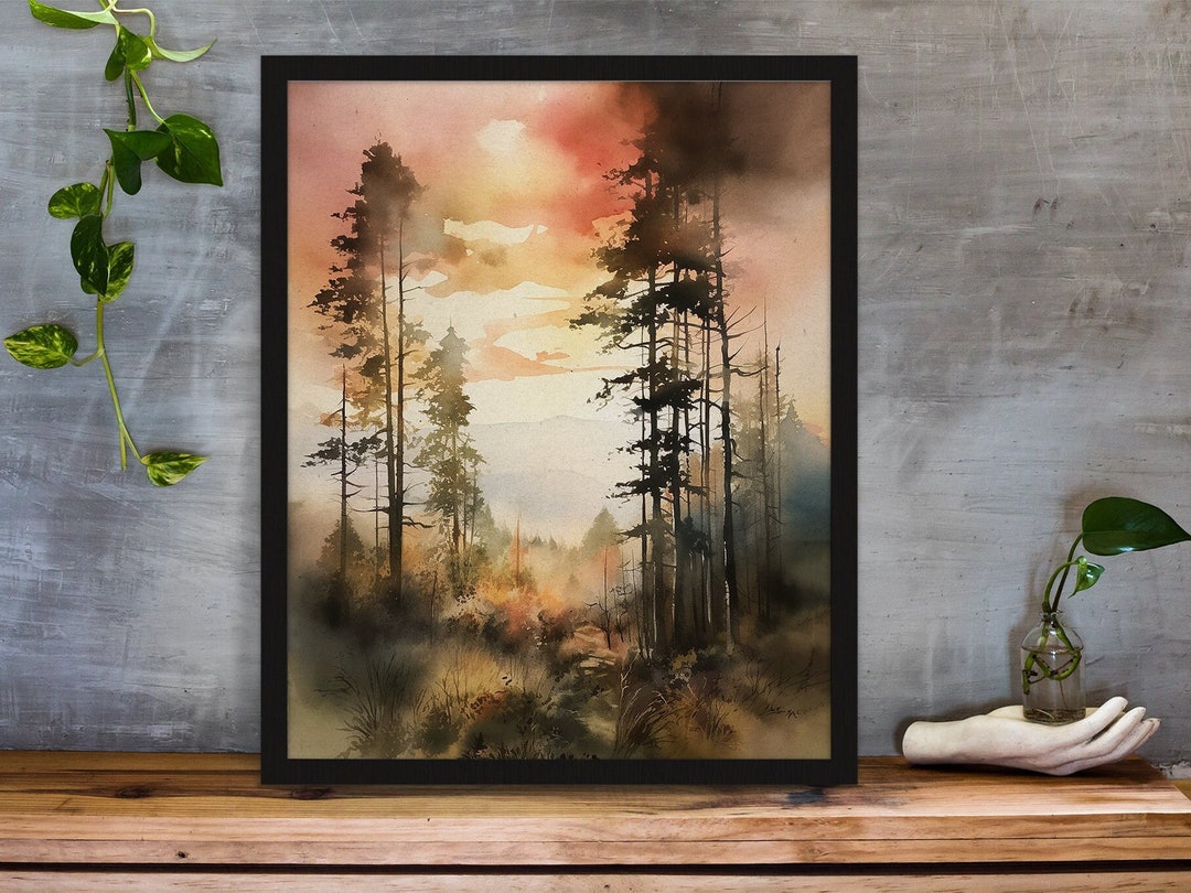 Majestätisch Wald Art National Forest Deco Schöner Wald Kunstdruck ...