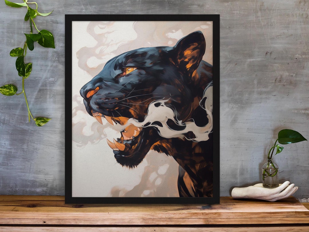 Physical Wildcat Panther Gift for Her, Royal Predator Decor, Oil Noble ...