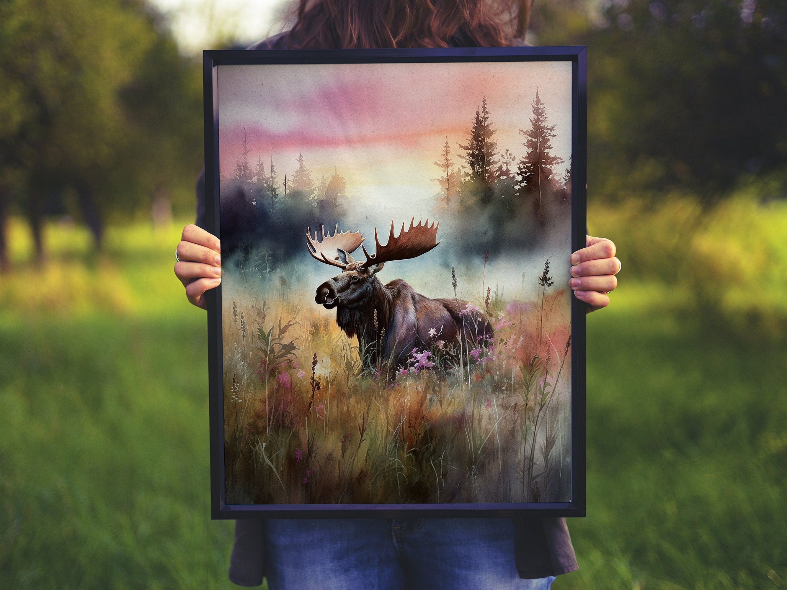 Moose Physical Art Print Moose Wall Art Decor Digital Moose Art Decor ...