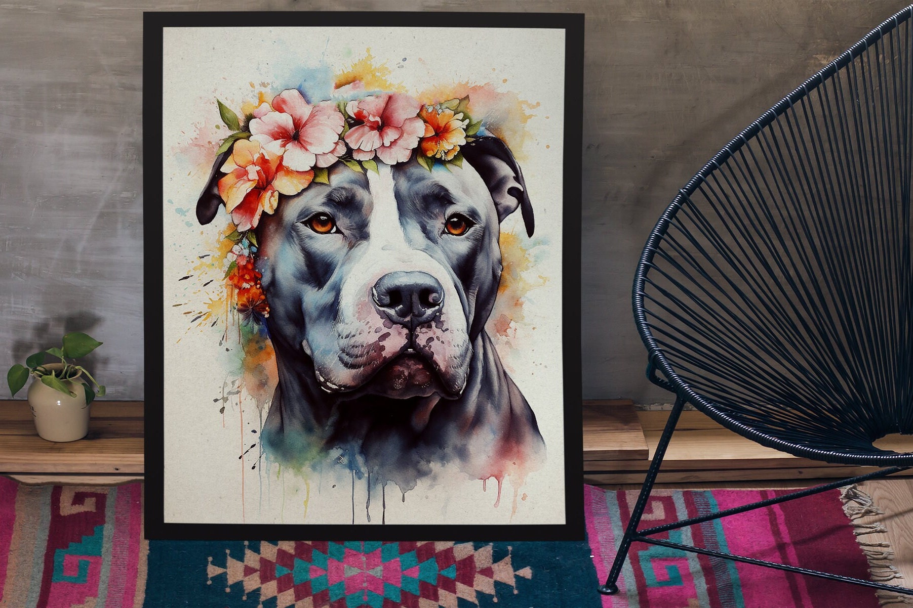 Digital Pitbull Art Decor Printable Pitbull Art Decor Cute Pitbull Art ...