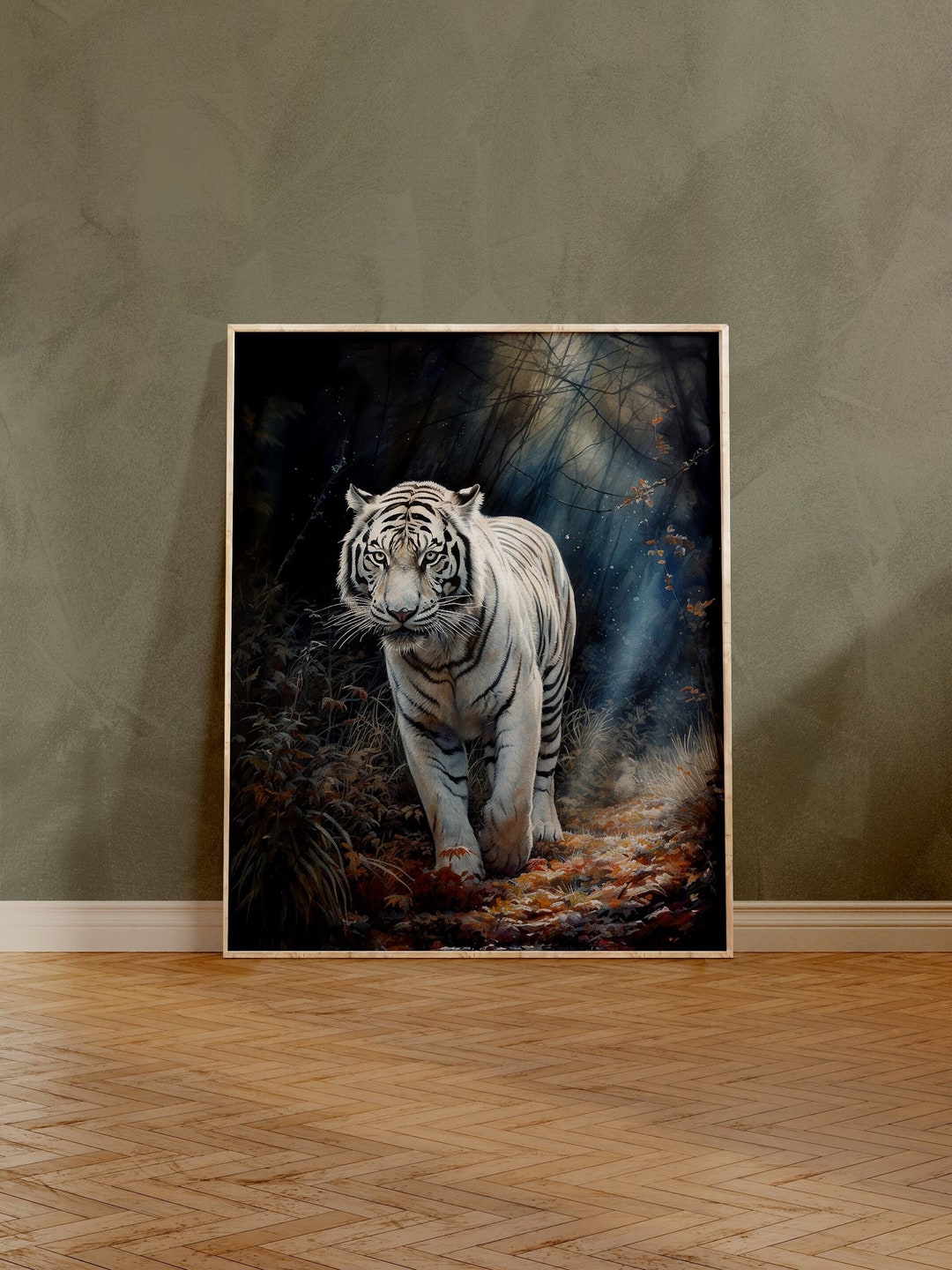 White Bengal Tiger Digital Art Bengal Tiger Wild Cat Art Print Instant ...