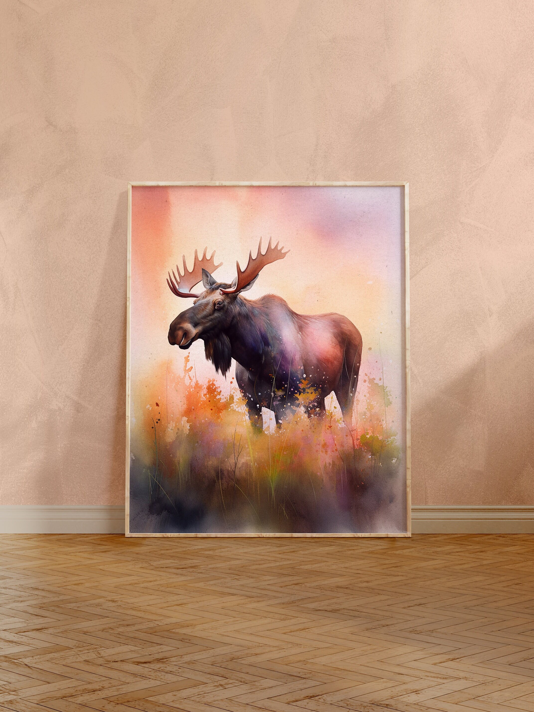 Printable Moose Art Majestic Moose Decor Digital Moose Art Print ...