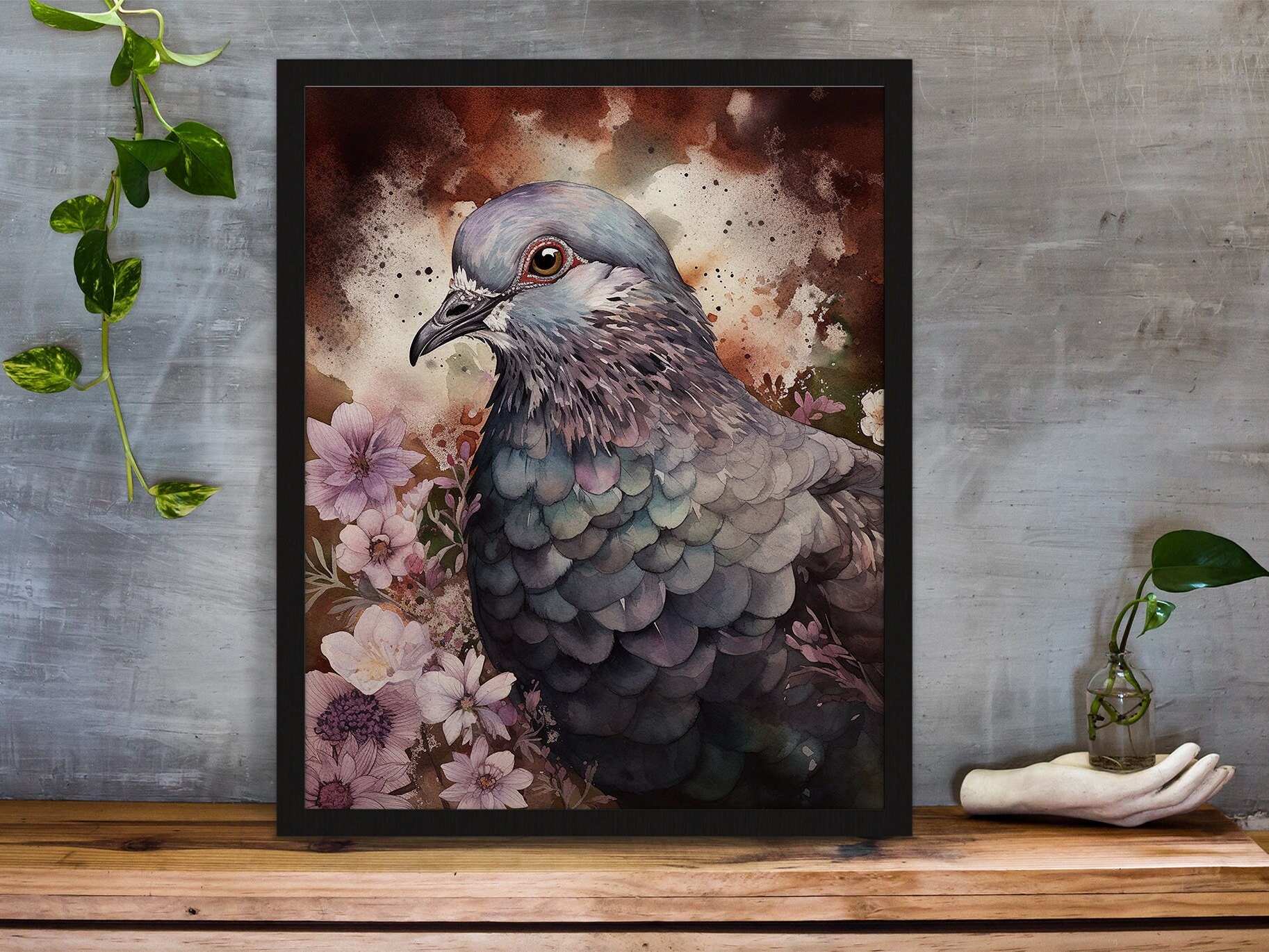 Printable Pigeon Art Pigeon Portrait Art Pigeon Digital Art - Etsy
