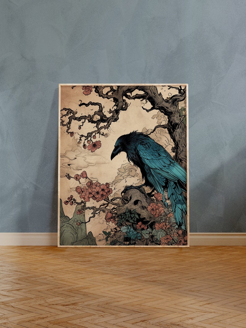 Crow T For Her Moody Raven Wall Art Corvus Art Decor Raven Printable