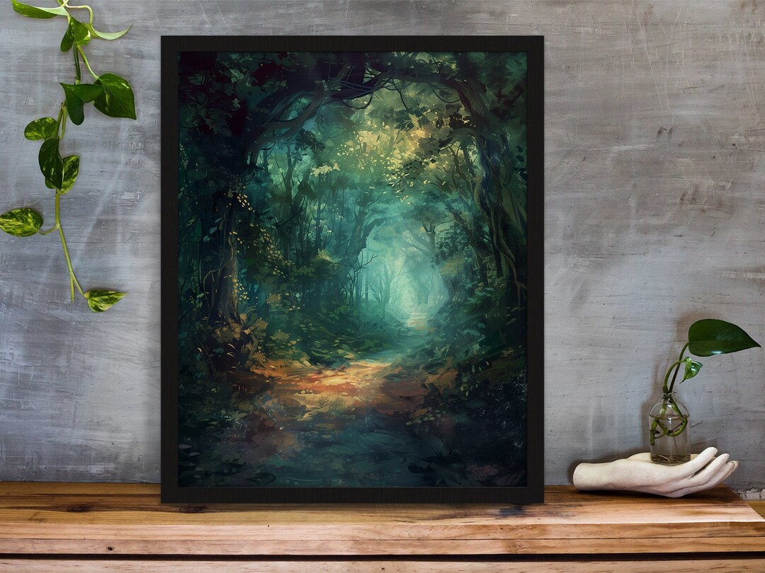 Colorful Forest Gift for Her Oil Landscape Art Print Gift Forest Wall ...