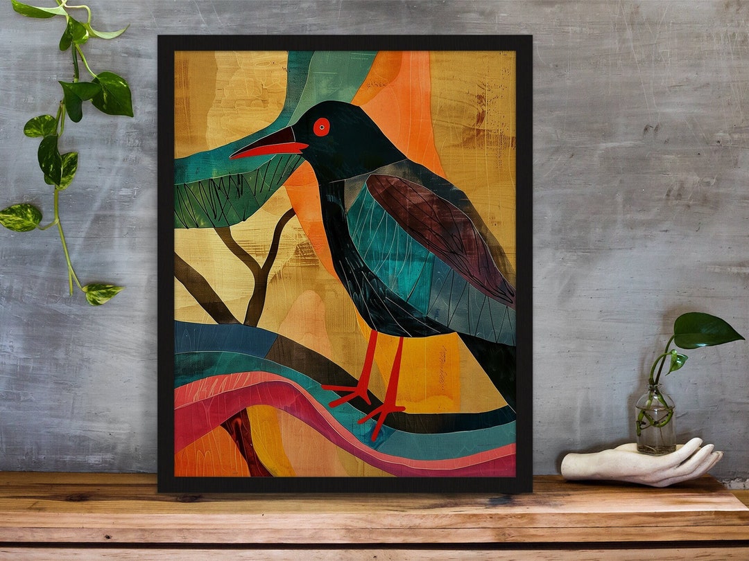 Minimalist Crow Gift for Him Corvus Art Decor Raven Printable Gift for ...