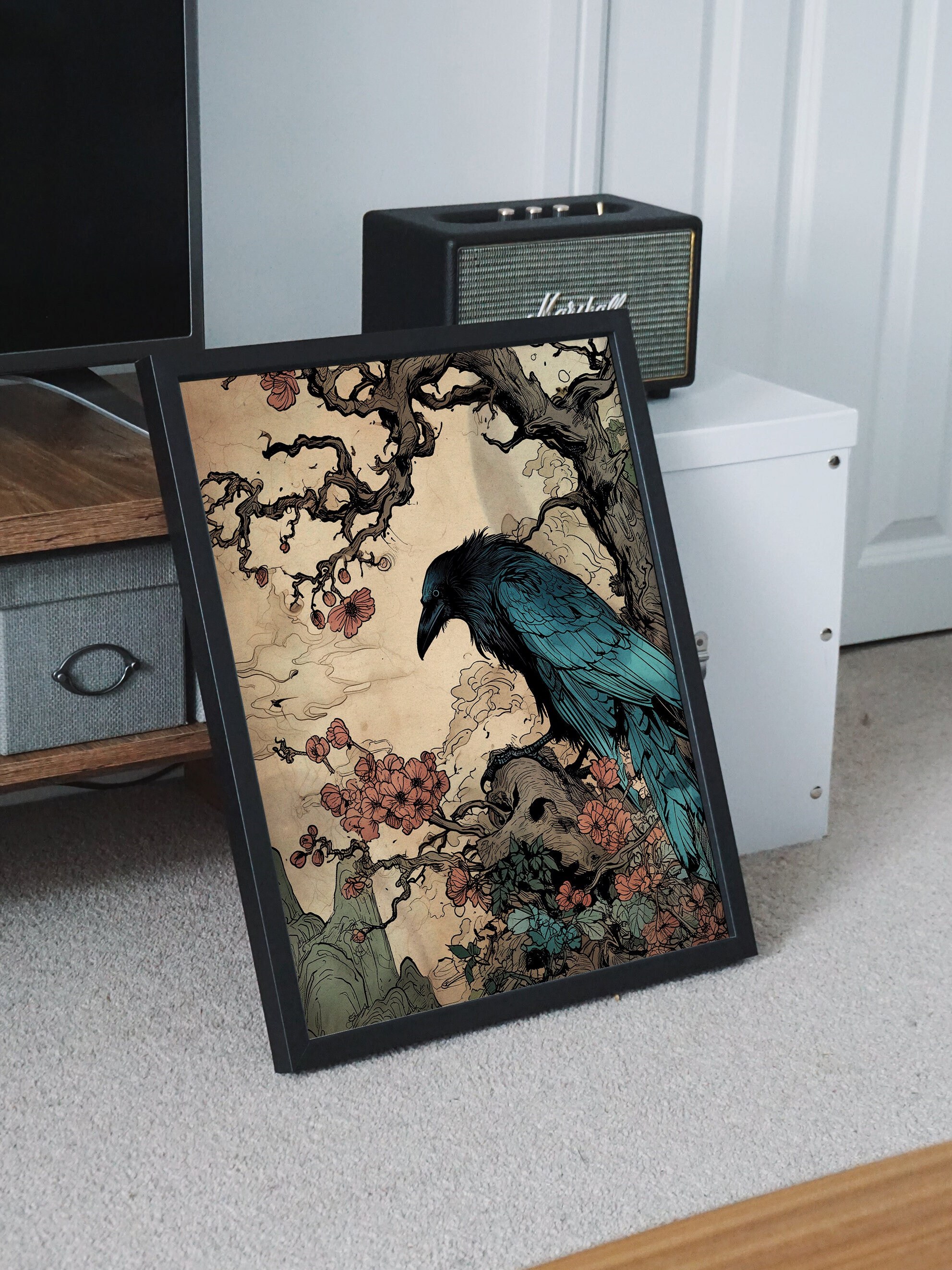 Crow Gift for Her Moody Raven Wall Art Corvus Art Decor Raven Printable ...