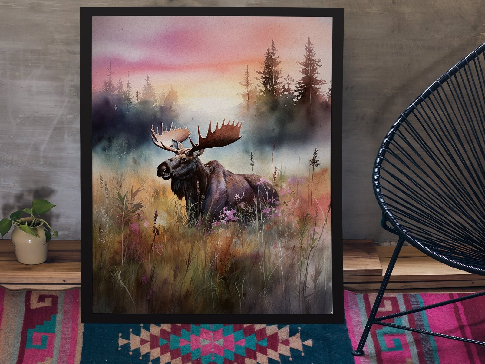 Moose Physical Art Print Moose Wall Art Decor Digital Moose Art Decor ...
