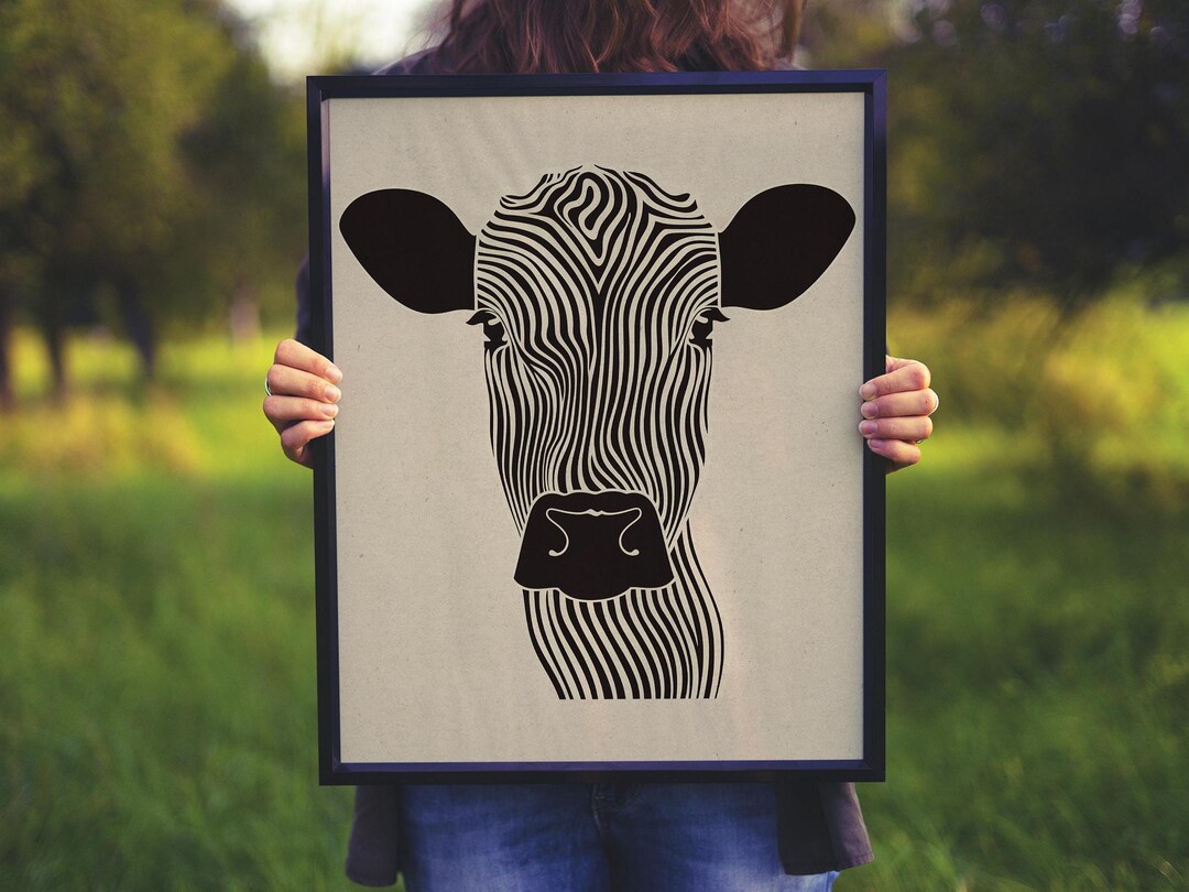 Rich Vintage Modern Minimalist Cow Decor, Vibrant Minimal Art Geometric ...
